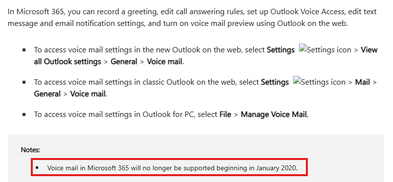 I am not able to view the voicemail shared from teams in Outlook sent ...