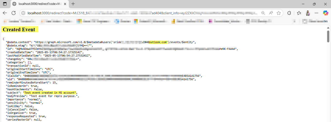 401 Unauthorized When accessing calendar events - Microsoft Q&A