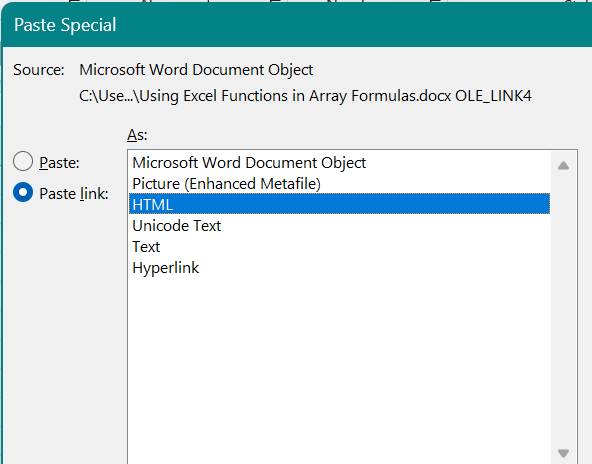 how to create a dynamic link between an excel file and a word document? (Word for Mac ...