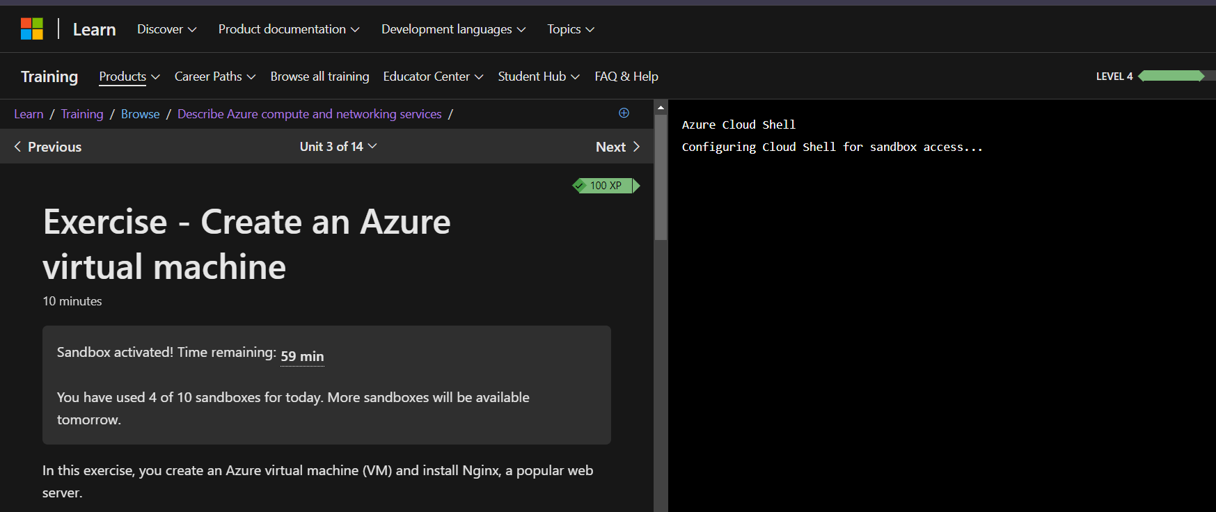 Issue while working on Exercise - Create an Azure virtual machine - Microsoft Q&A