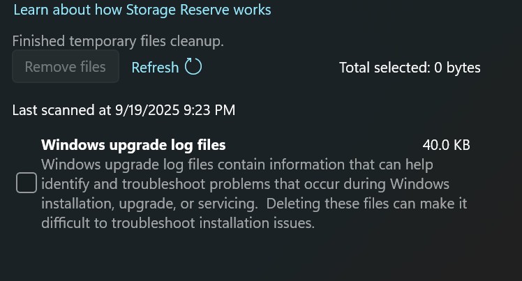 cannot remove Windows upgrade log files - Microsoft Q&A