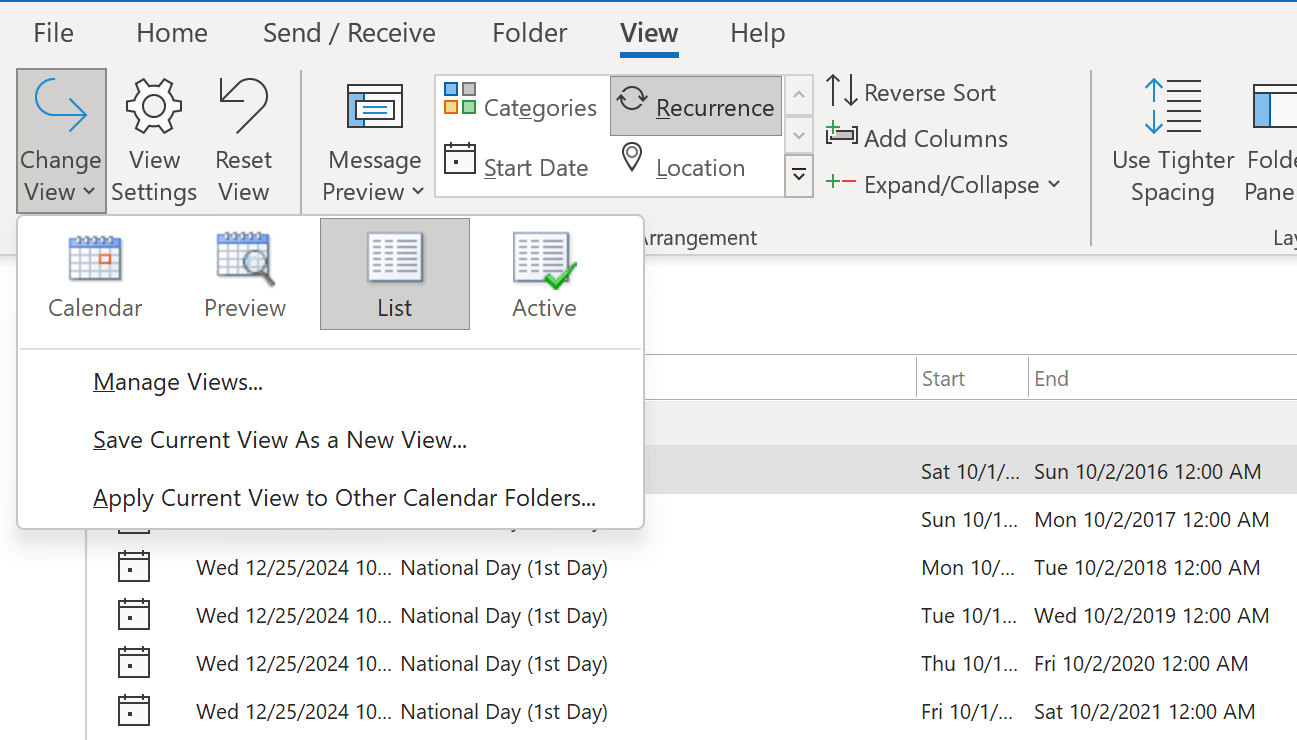 In Microsoft 365 Outlook Calendar: Dump all events/appointments into an Excel Spreadsheet with ...