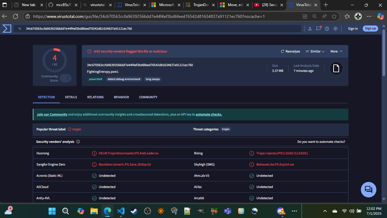 "This script contains malicious content and has been blocked by your ...