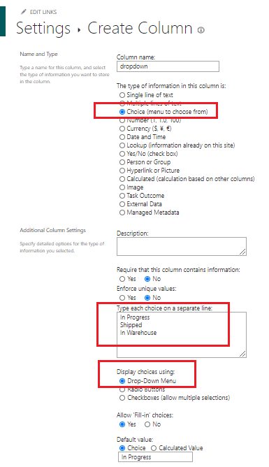 Drop down in sharepoint list - Microsoft Q&A