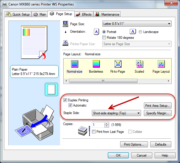 Problem with duplex printing on Canon MX512 - Microsoft Q&A