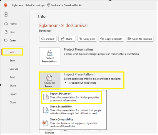 How to stop "PERSONAL INFORMATION REMOVAL ENABLED, This document is set ...