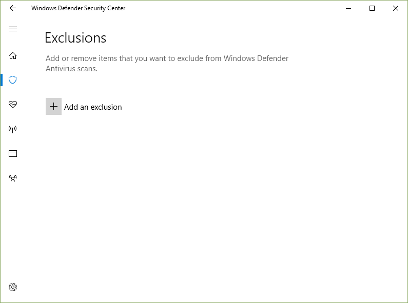 Windows Defender Security Center - Windows 10 - Unable to remove folder ...
