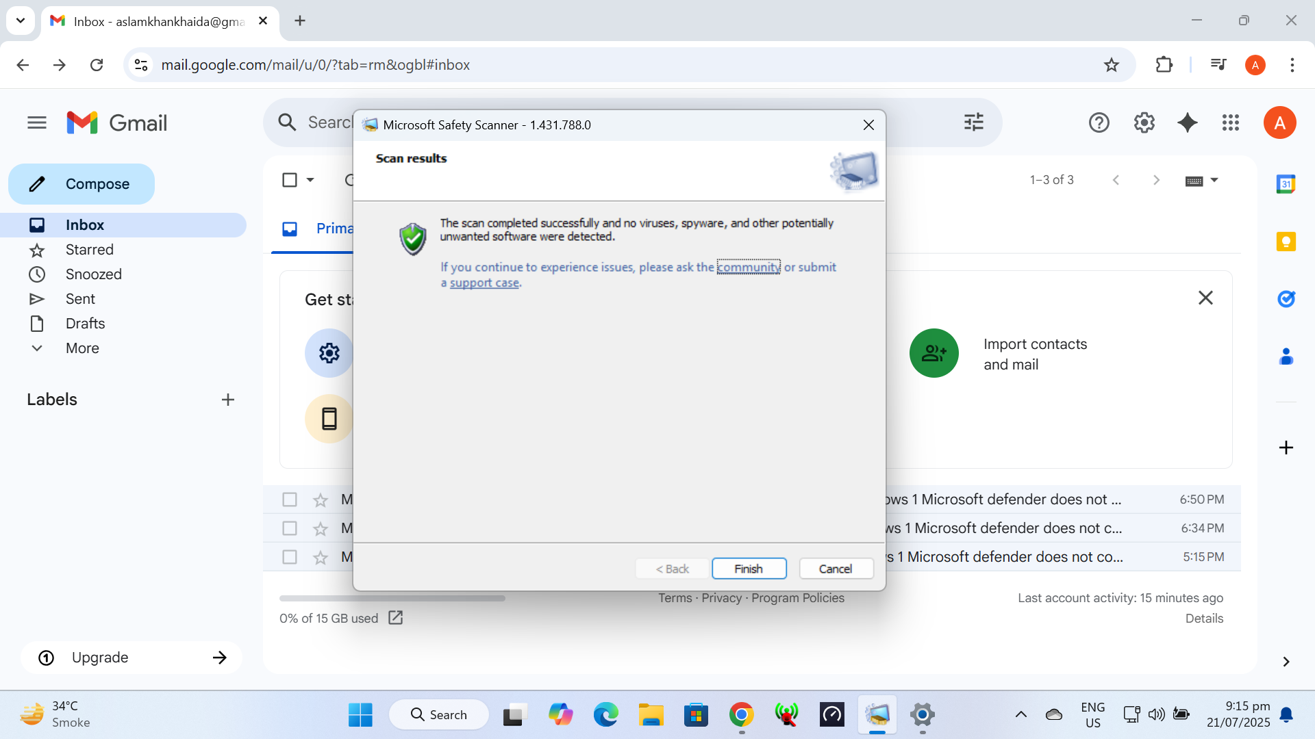 Microsoft Safety Scanner detests 10 infected files during scan but at ...