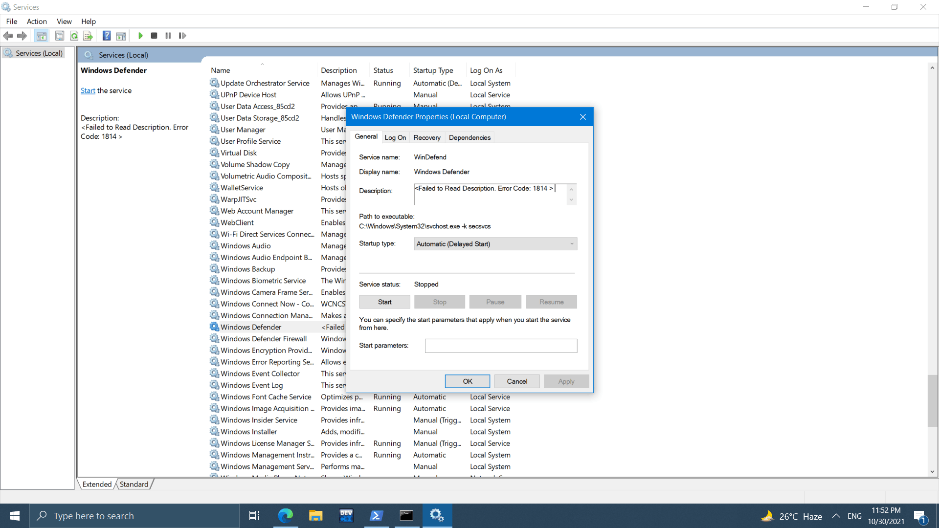 Windows Defender Service - Microsoft Q&A