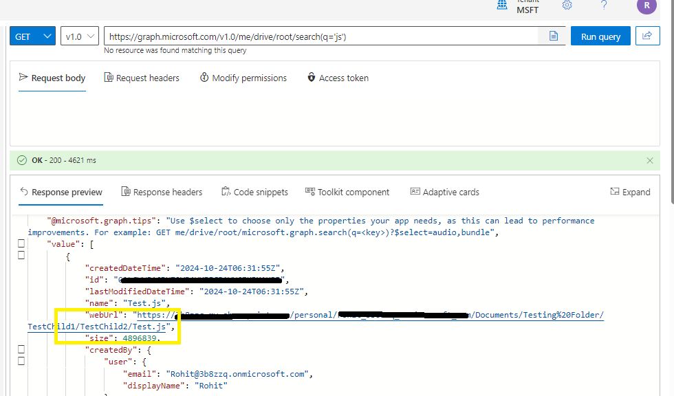 The OneDrive Search API is unable to find any files. Please help check ...