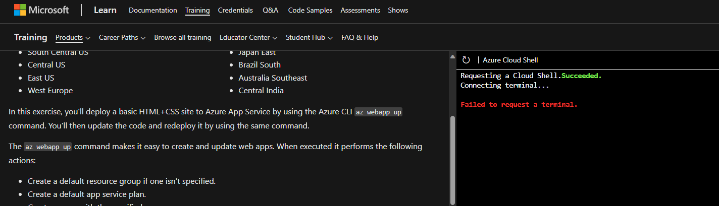 How to Fix - Terminal Connection Failed - Azure Cloud Shell - Explore to connect Sandbox ...
