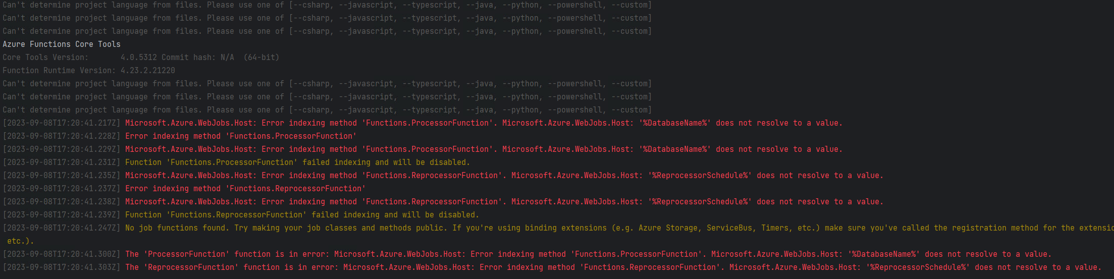 Microsoft.Azure.WebJobs.Host: Error indexing method - Microsoft Q&A Microsoft.Azure.WebJobs.Host: Error indexing method - Microsoft Q&A