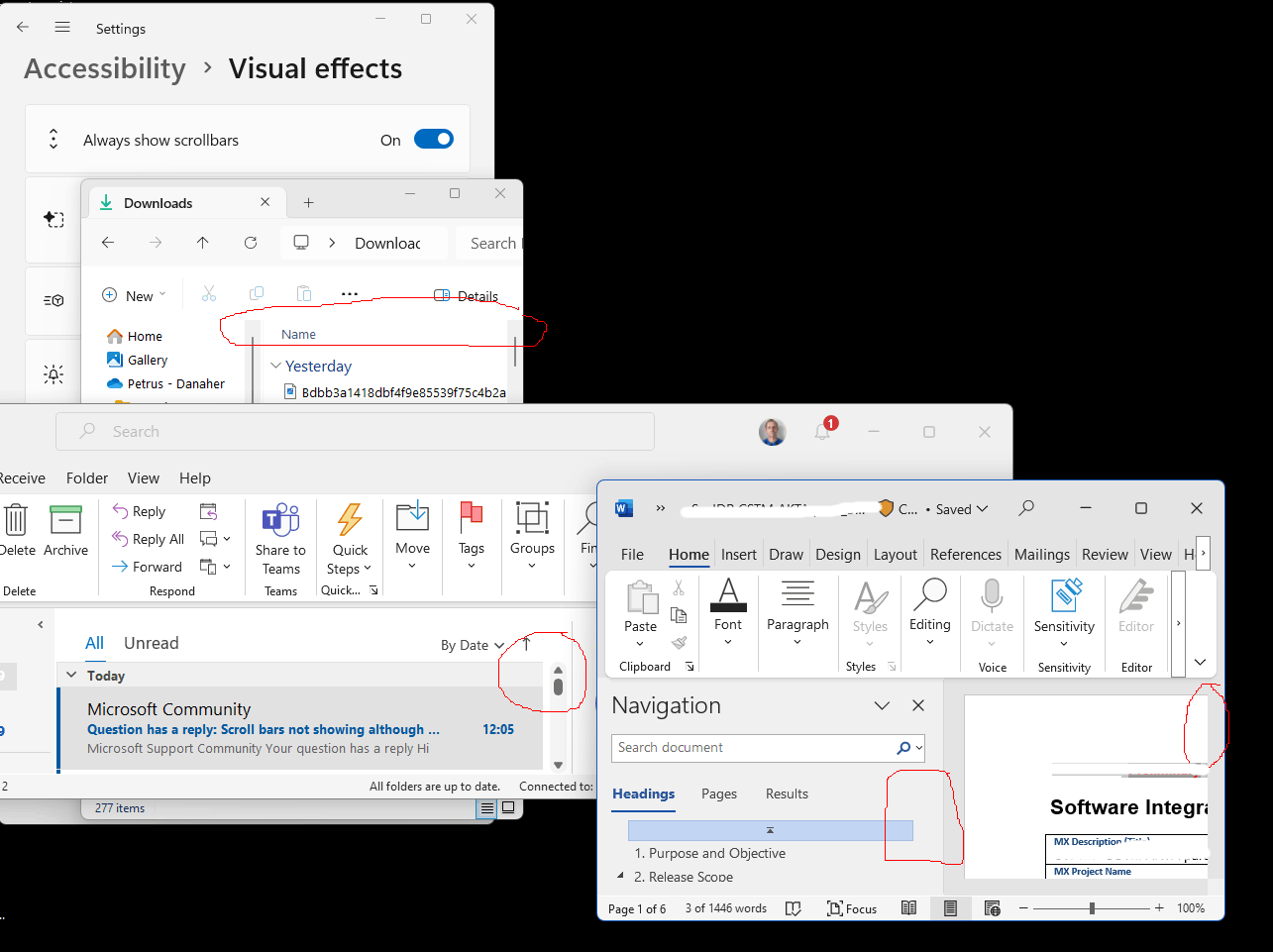 Scroll bars not showing although "always Show scrollbar" option selected in Windows 11 ...