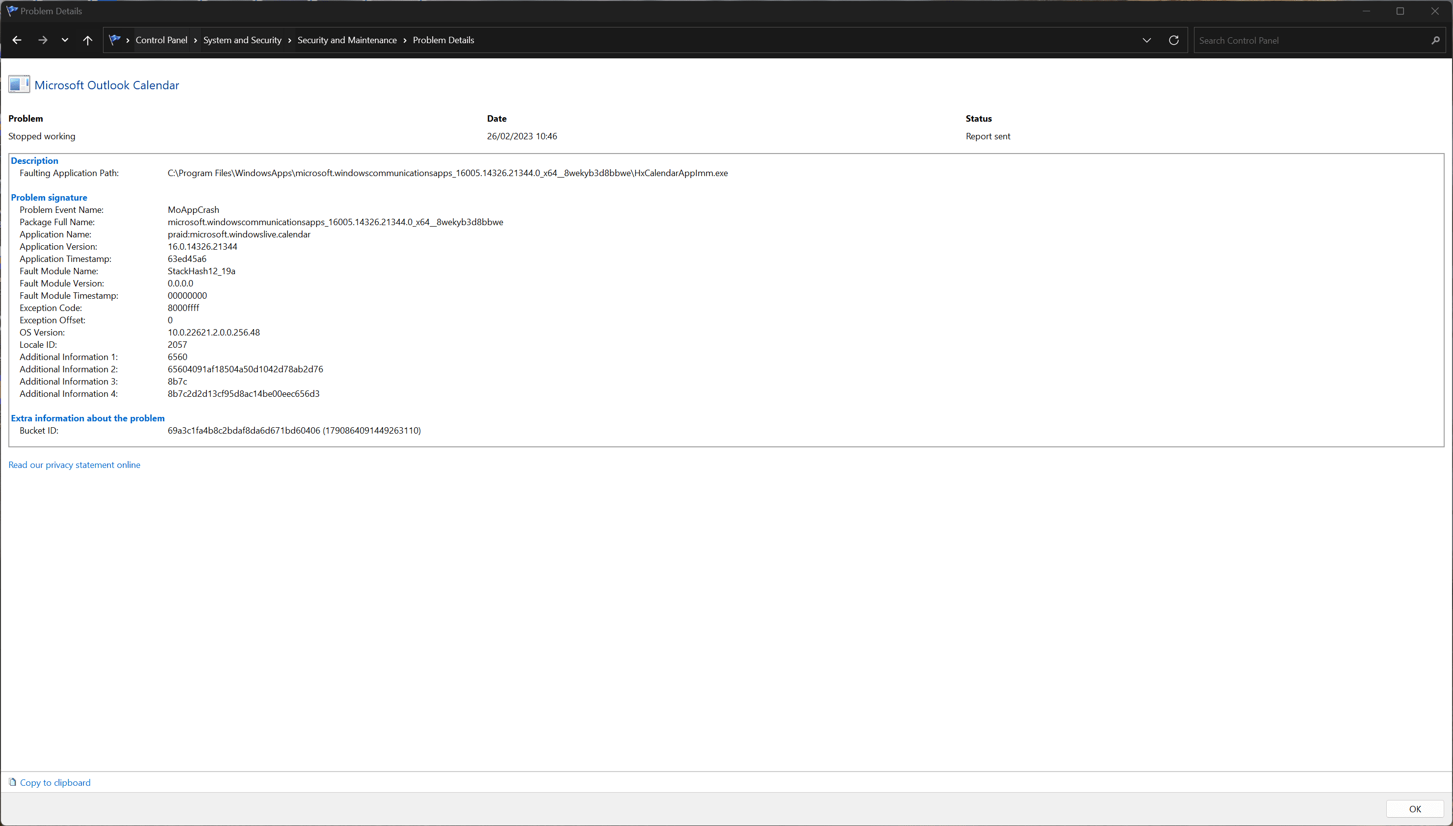 Windows Calendar app crashing - Microsoft Q&A