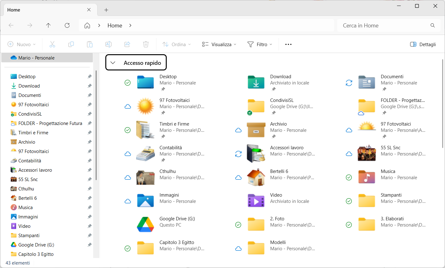Schermata Home di esplora risorse con aspetto differente - Microsoft Q&A