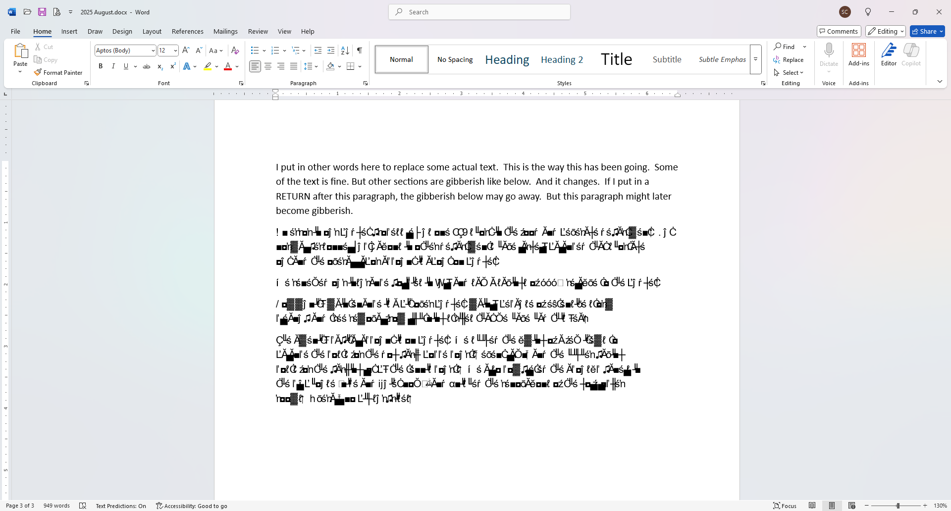 Word documents suddenly turning to gibberish - Microsoft Q&A