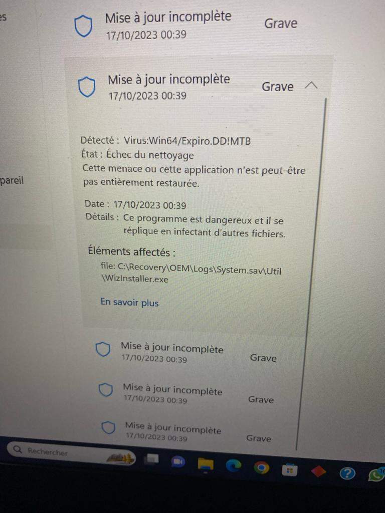 virus: Win64/Expiro.DD!MTB et Virus:Win32/Expiro.EB!MTB - Microsoft Q&A