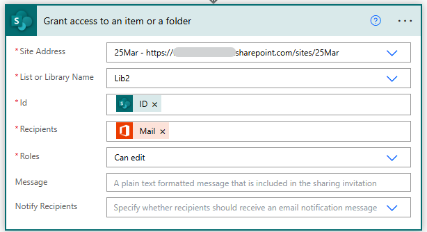 Power Automate grant access with option 'Do not share items with unique permissions' - Microsoft Q&A