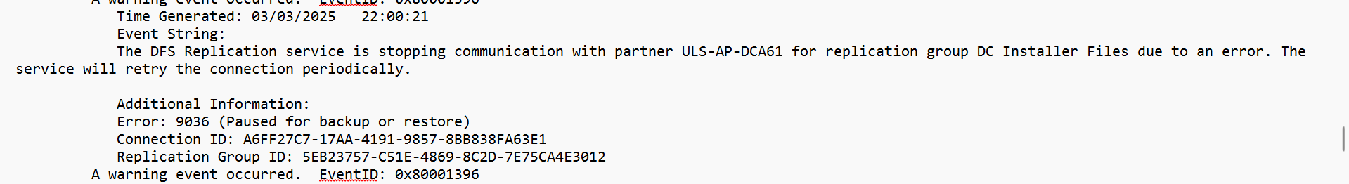 DFS Replication issue on Dcs - Microsoft Q&A