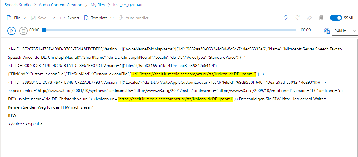 Batch API | External lexicon for de-DE ignored. - Microsoft Q&A