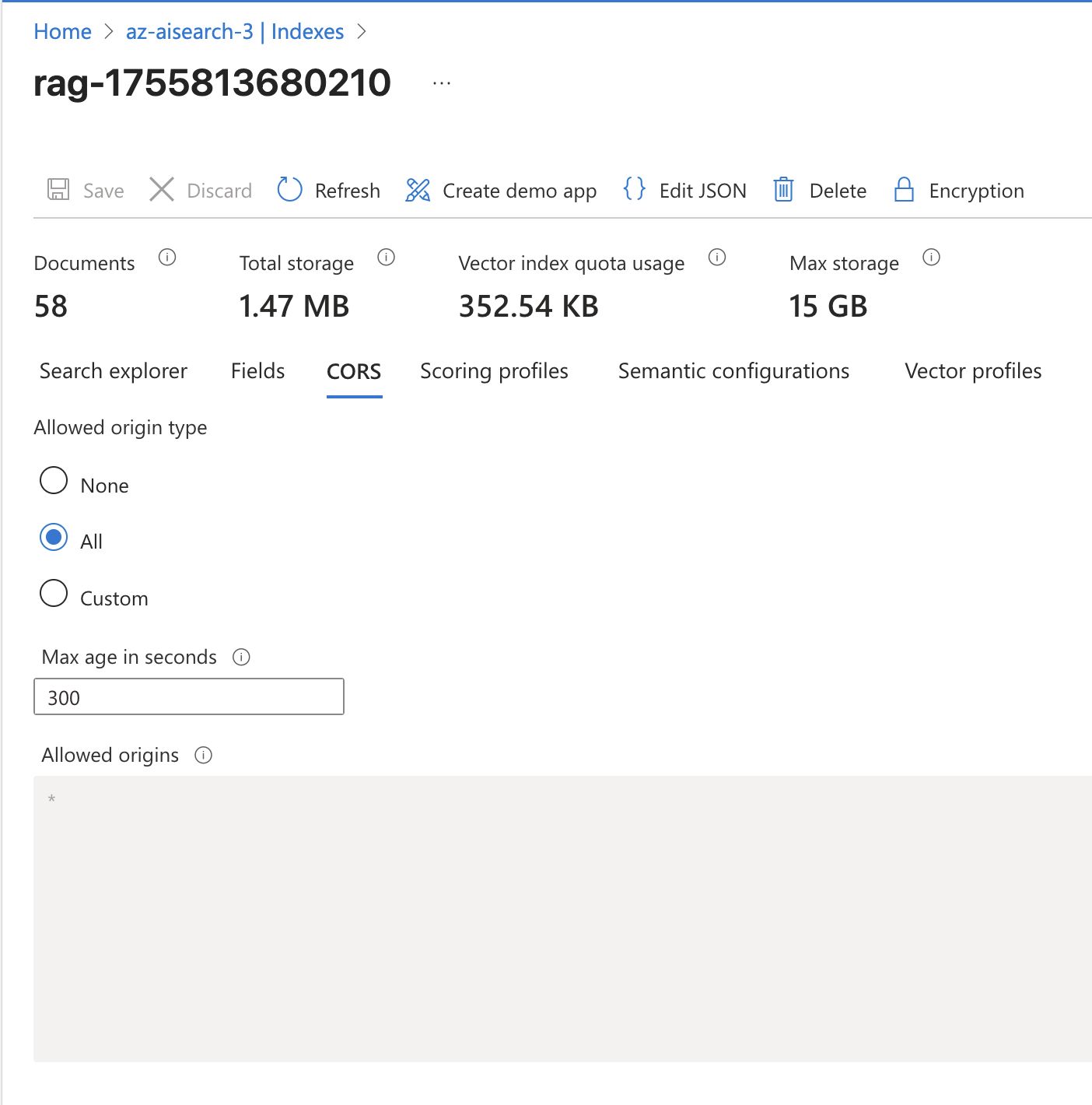 Unable to Enable Vector Search in Azure OpenAI Chat Playground for Azure AI Search Data Source ...
