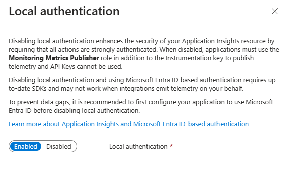 Application Insights JavaScript SDK 401 Unauthorized Error After Disabling Local Authentication ...