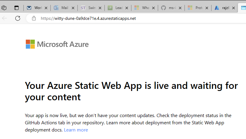 How to automate creation of Azure Static Web Site using bicep? Bicep fails to deploy static web ...