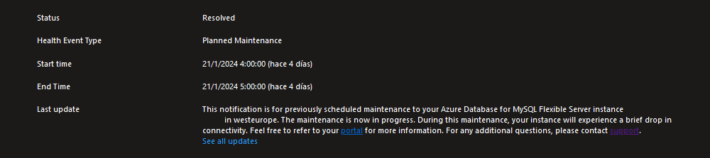 Azure MySQL flexible server stuck on actions (stop, start, change inbound ip address ...