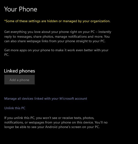 Windows Settings shows Some settings are hidden or managed by your ...
