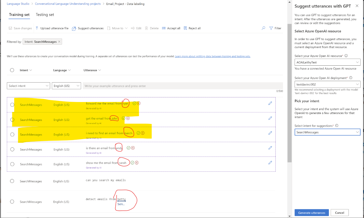Can Azure open AI map entities from generated utterance - Microsoft Q&A
