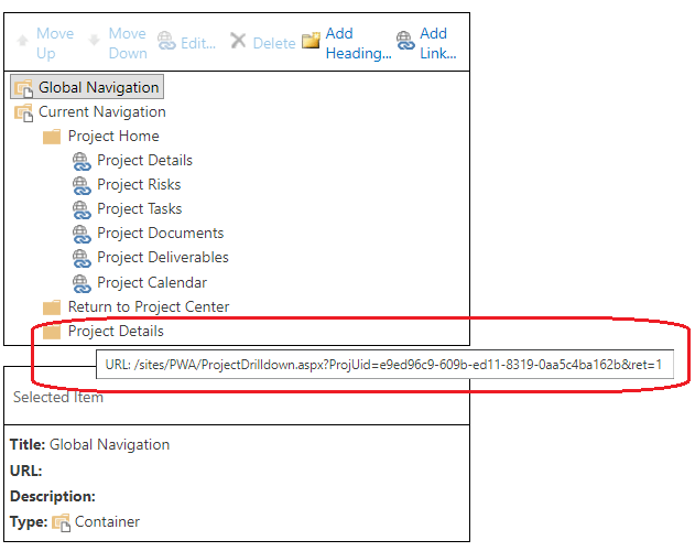 Project Site - Navigation link broken on Project Detail Page ...