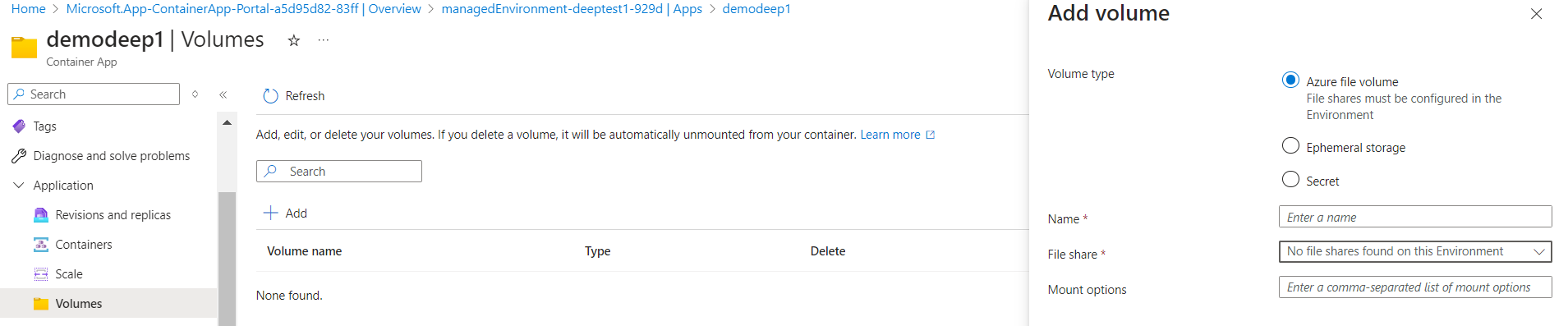How To Mount A Volume In Azure Container App Using The Azure Portal