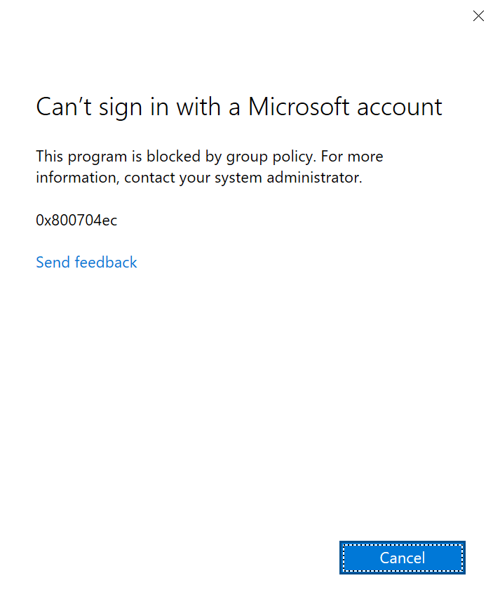 Group Policy Blocking Microsoft Account Sing In - Microsoft Q&A