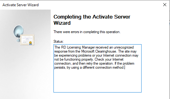 Problem Activating Licensing Terminal Server - Microsoft Q&A