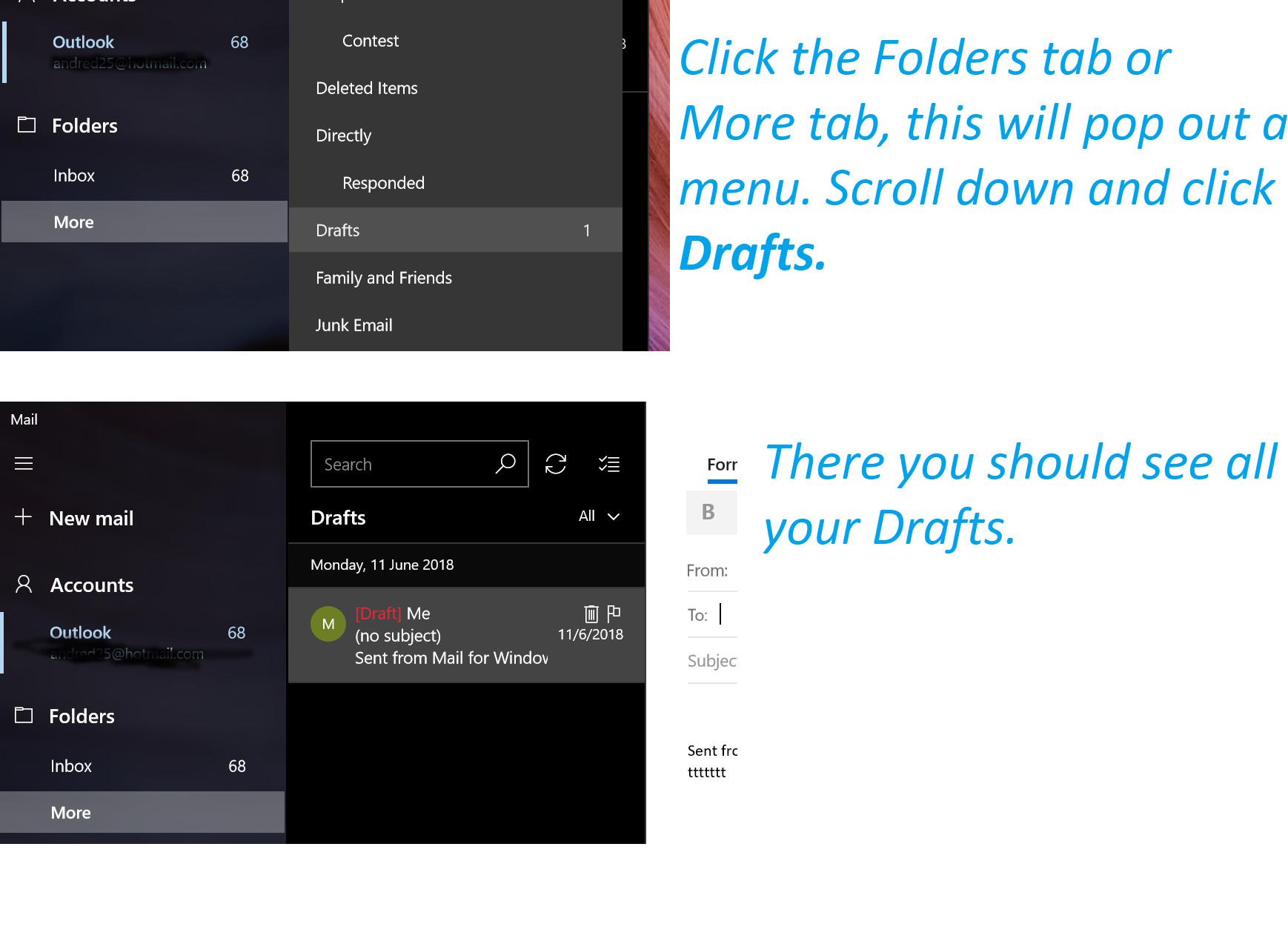 Windows 10 email drafts/drafts folder - Microsoft Q&A