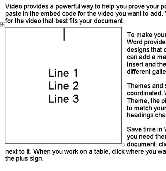 I want to type a 3 inch wide , 3 line paragraph, and then add a border ...