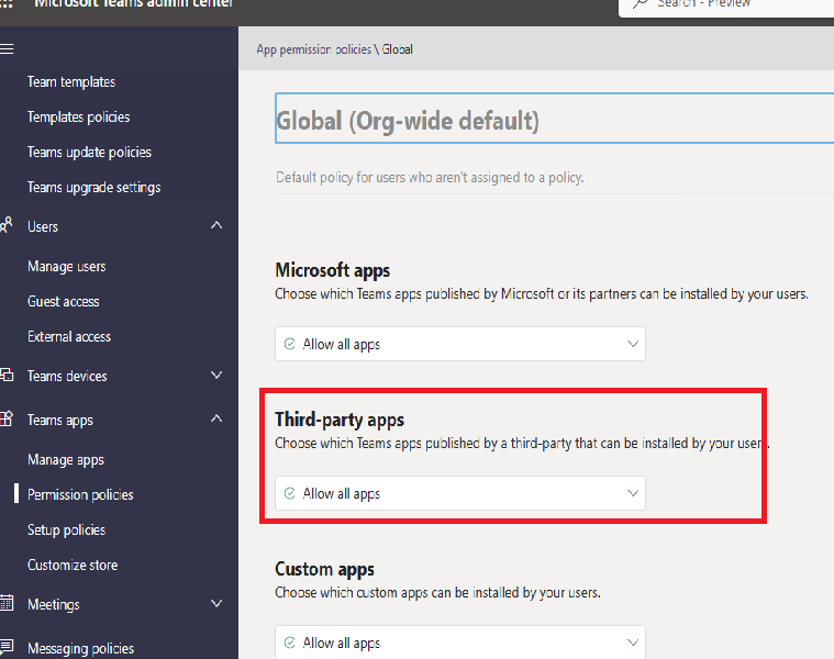 Cannot add app to Teams App permission policy - Microsoft Q&A