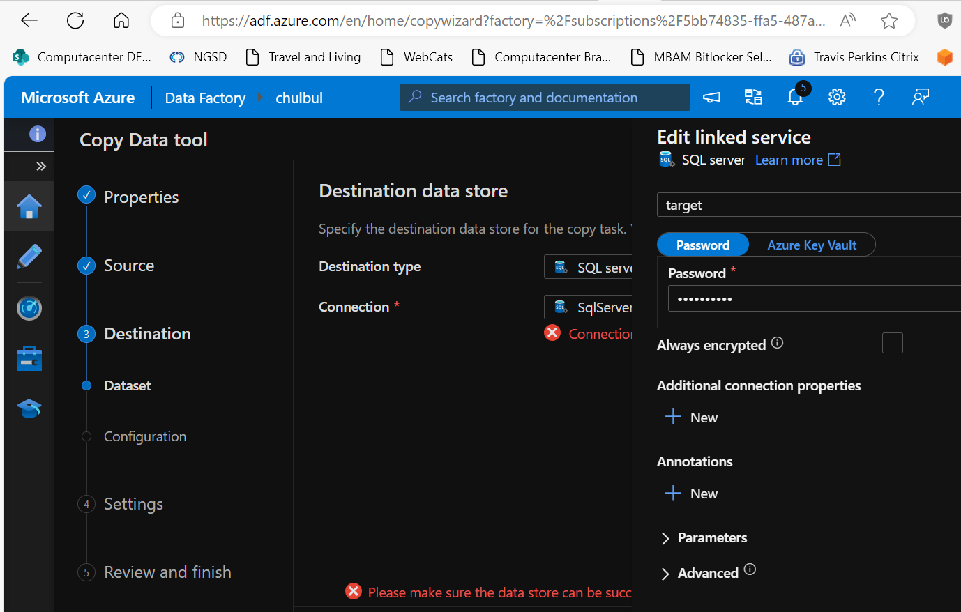 Unable to connect target database which is onprem MS SQL Server in ... Unable to connect target database which is onprem MS SQL Server in ...