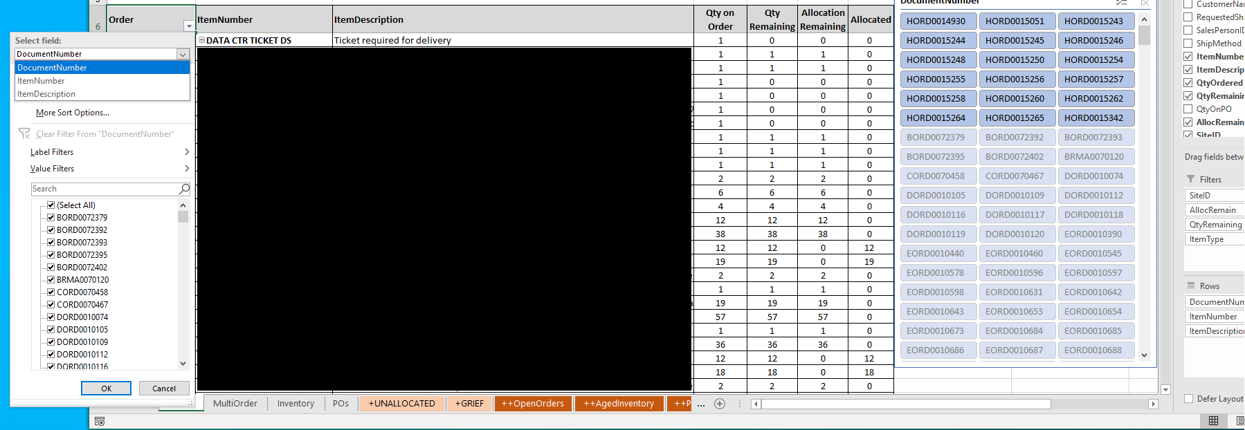 Manual filter button for columns after the first in a pivot table ...