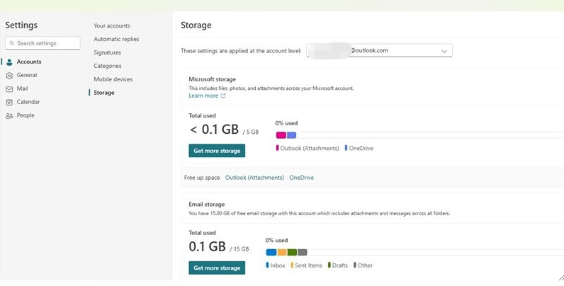 outlook storage falsely reporting full - Microsoft Q&A