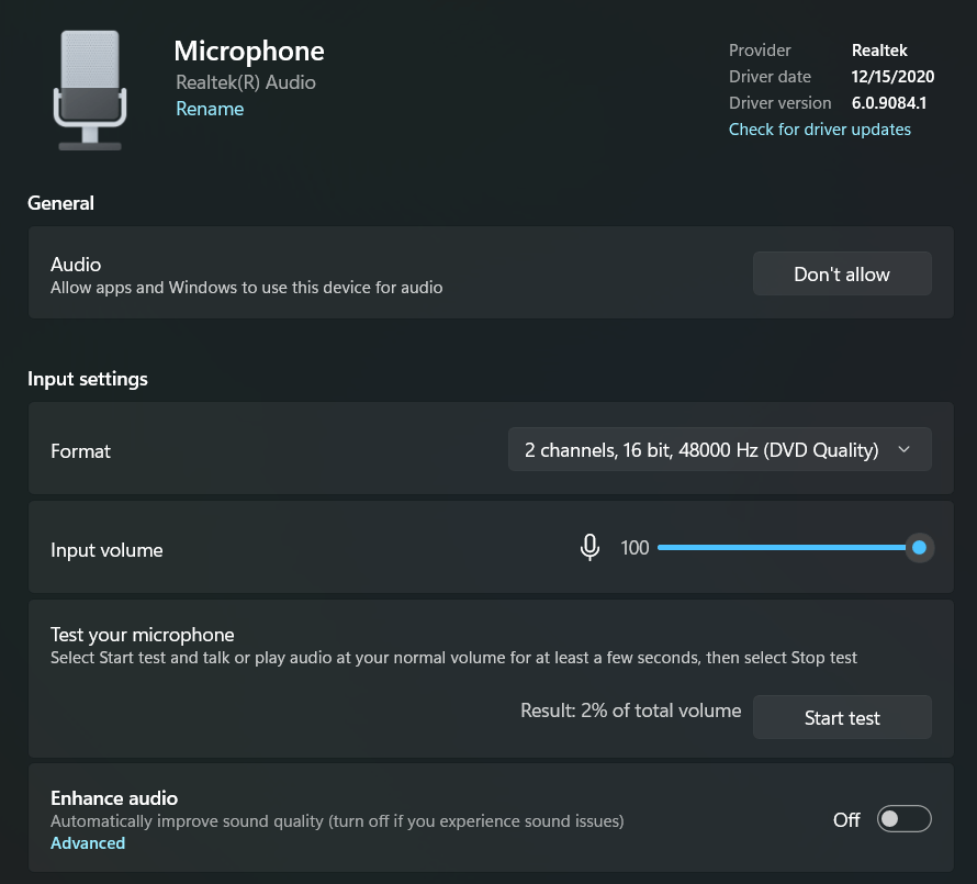 realtek(R) audio - microphone not working - Microsoft Q&A