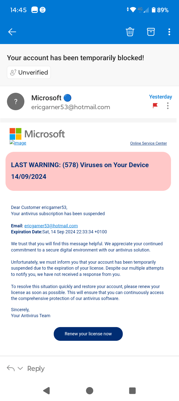Suspected phishing email - Microsoft Q&A