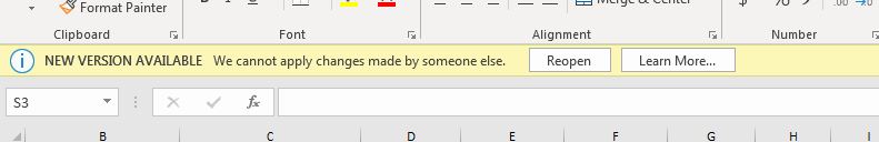 A newer version available Error even when the file is just opened MS ...