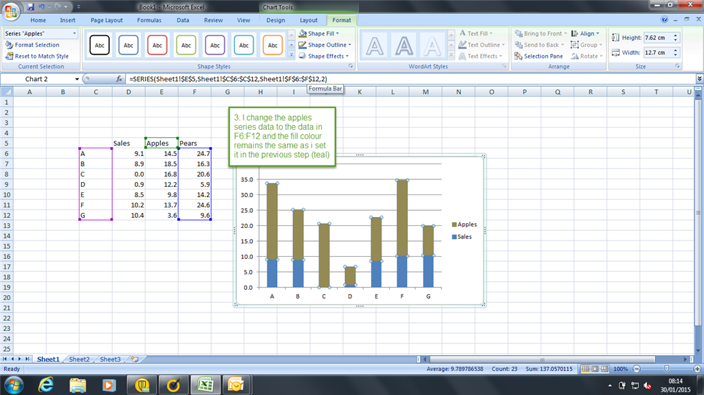 Excel 2013: Chart series formatting changes when different series data ...