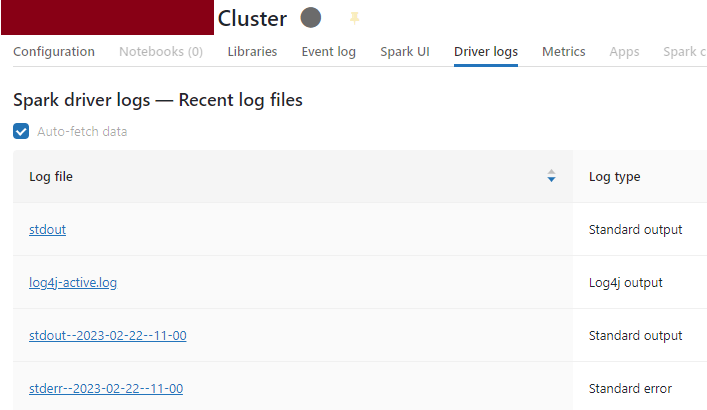 Databricks Cluster Logs Where Can I Find Table Usage Information Or