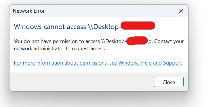 I can see my drive over local shared network but can't access it ...