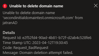 How to delete custom domain name from Azure Active Directory - Microsoft Q&A
