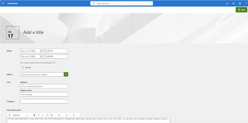 Add image button in events web part missing in gcc high modern sharepoint - Microsoft Q&A
