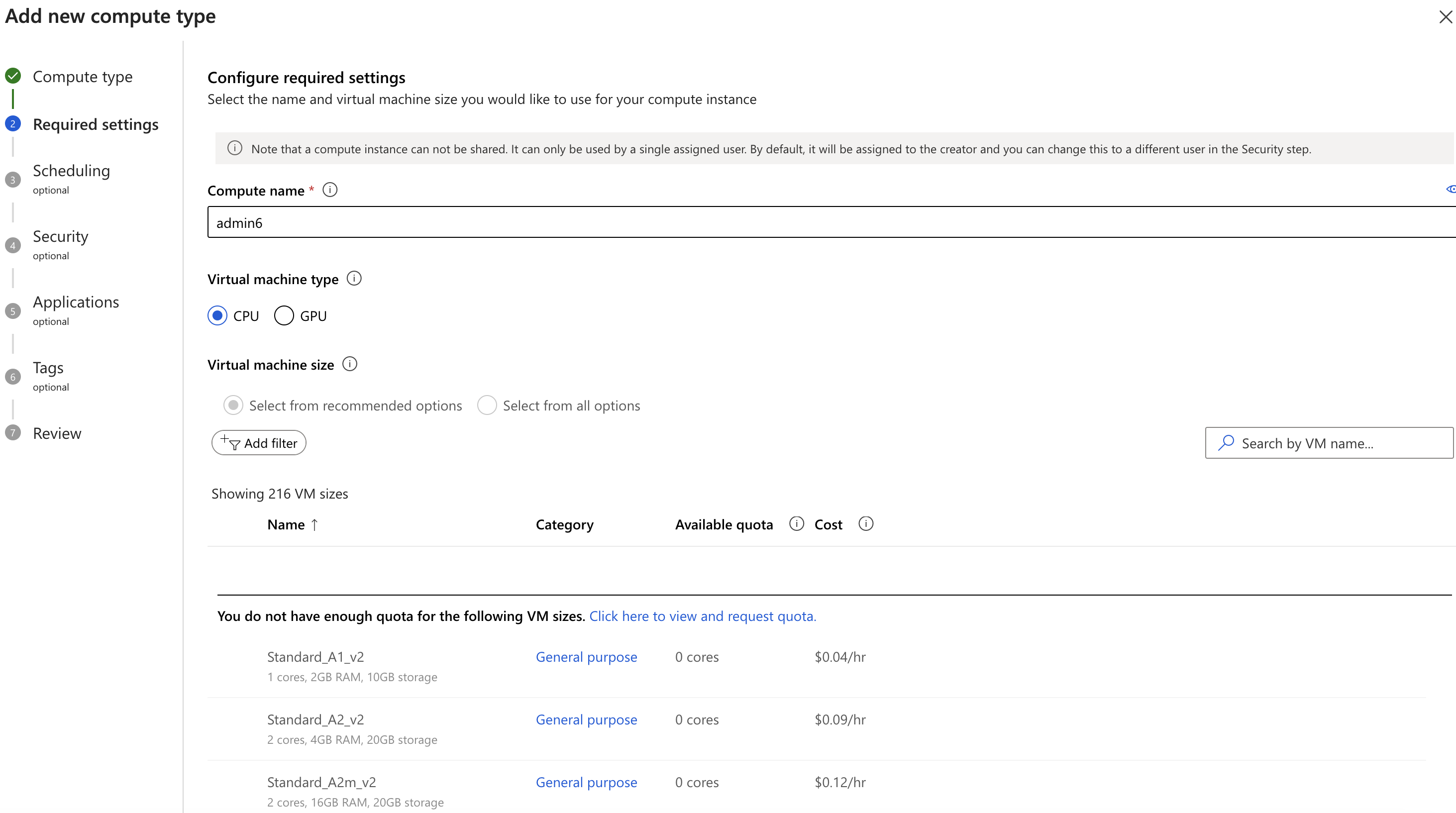 cannot create compute instance on Azure ML studio - Microsoft Q&A