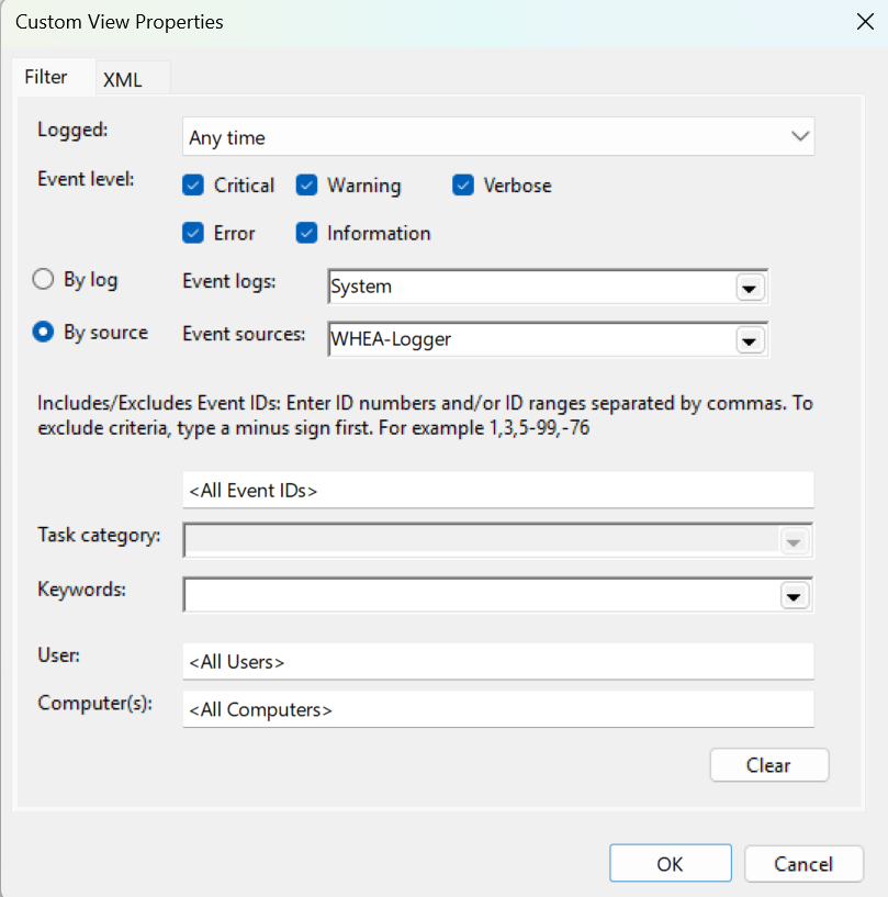 Wie erstelle ich ein System Event (WHEA-Logger) das mir ...